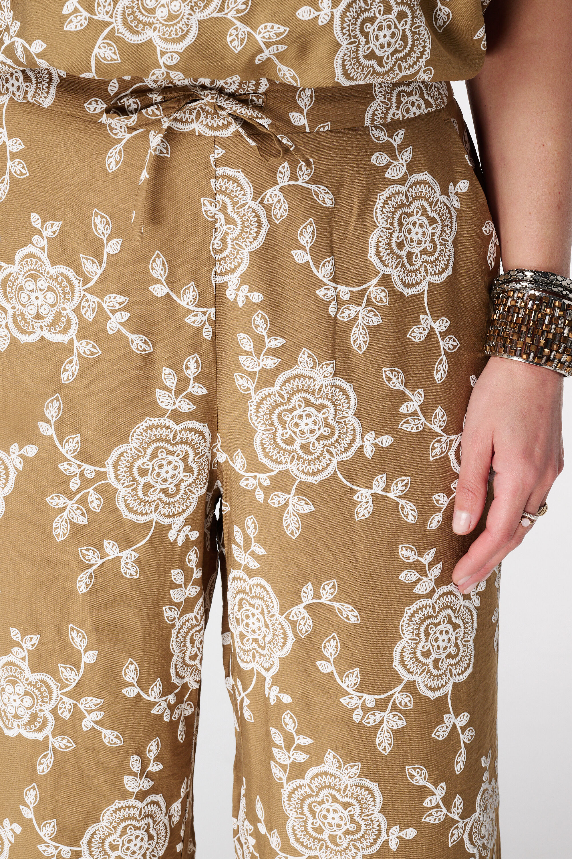 Dames Wide leg broek met print camel | MS Mode