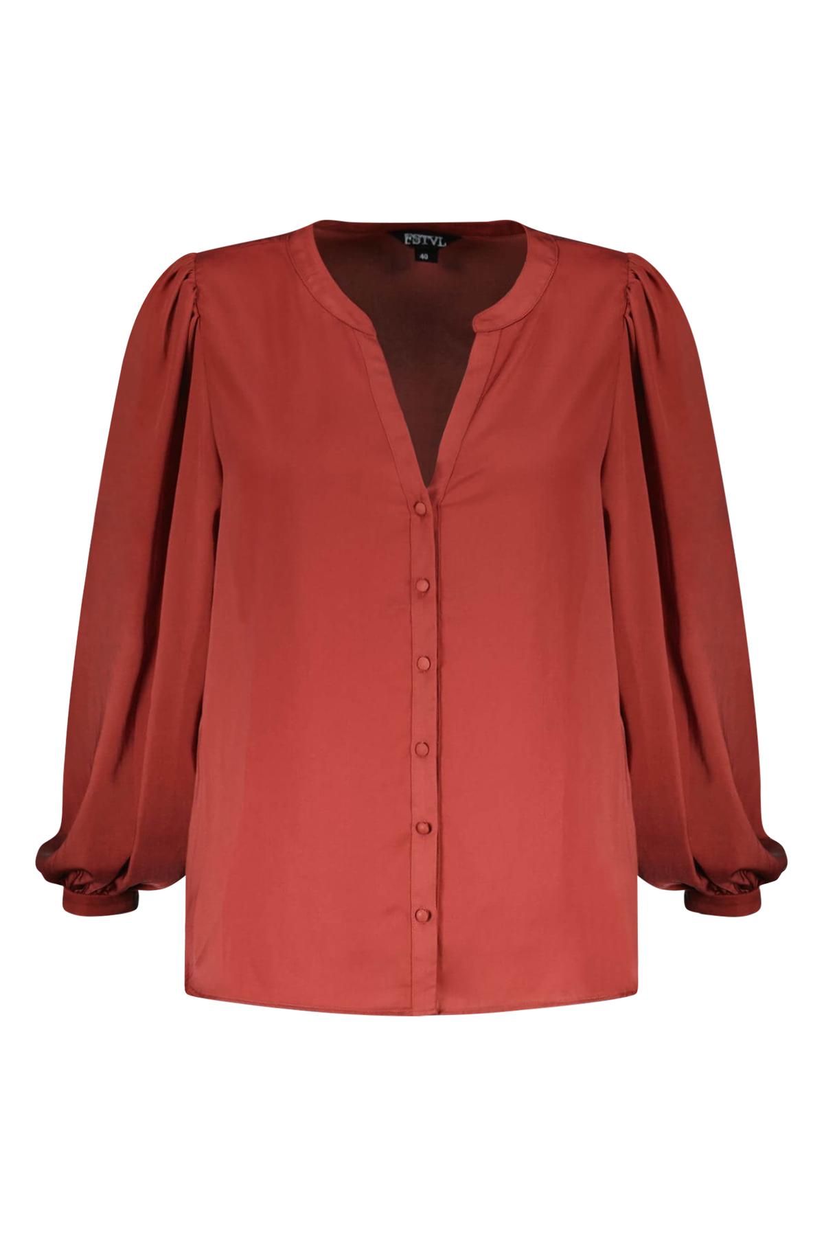 Dames Satijnen Blouse Gebrand Rood Bij Ms Mode®