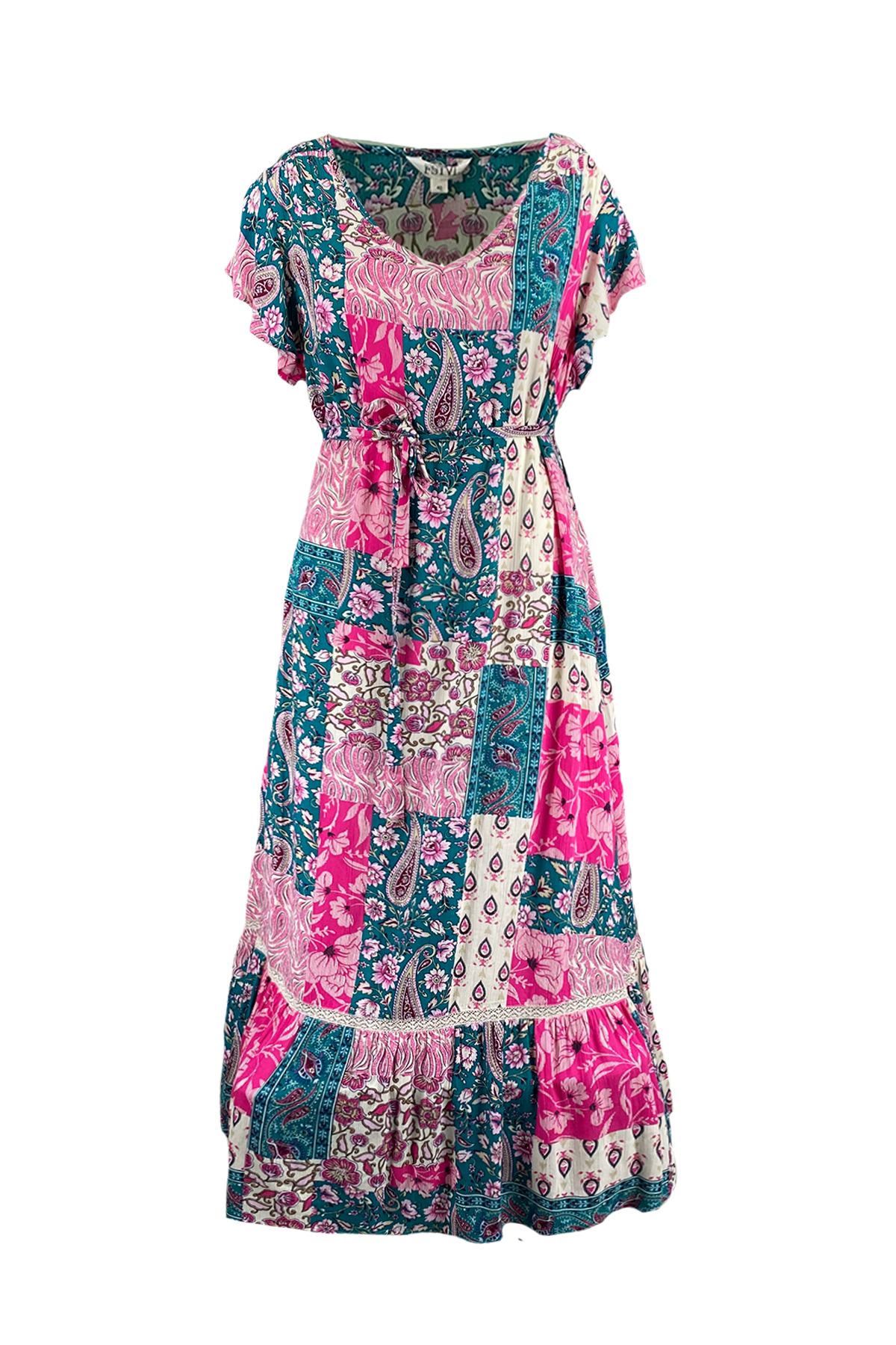 Femmes Longue robe à patchwork | MS Mode